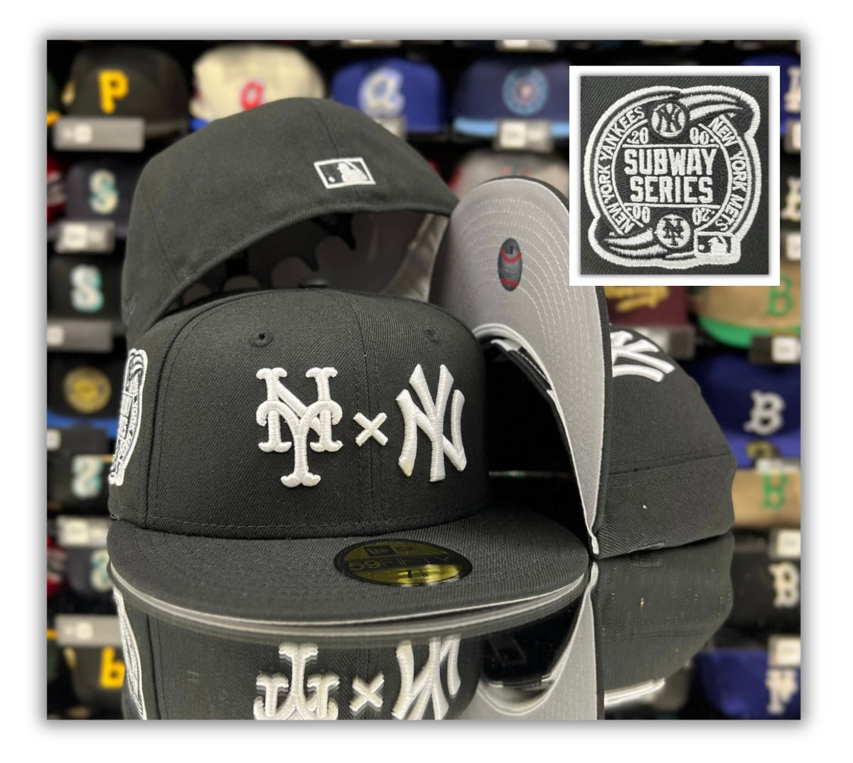 New York Mets VS Yankees Bk/Subway Patch/Grey UV – BKLYNCAP