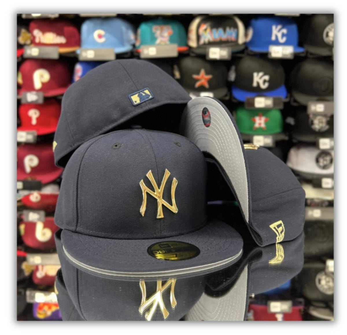 New York Yankees Metal logo-Navy/Gold Metal/Grey UV – BKLYNCAP